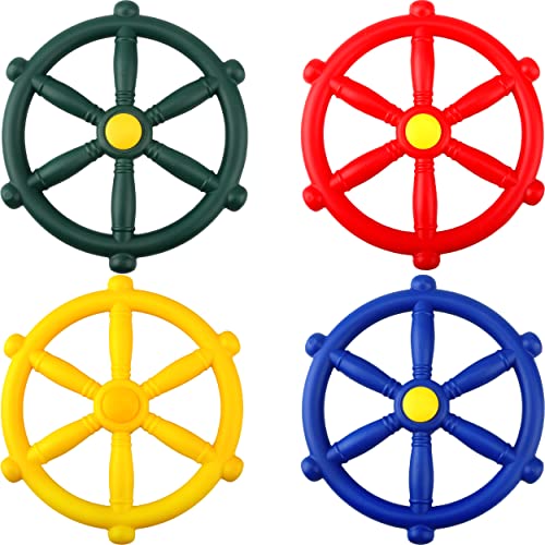 Rcanedny 4 Pack Playground Steering Wheel Swingset Steering Wheel Pirate Ship Wheel Toys for Kids Adult Outdoor Playground Accessories Ship Playhouse Treehouse Decor