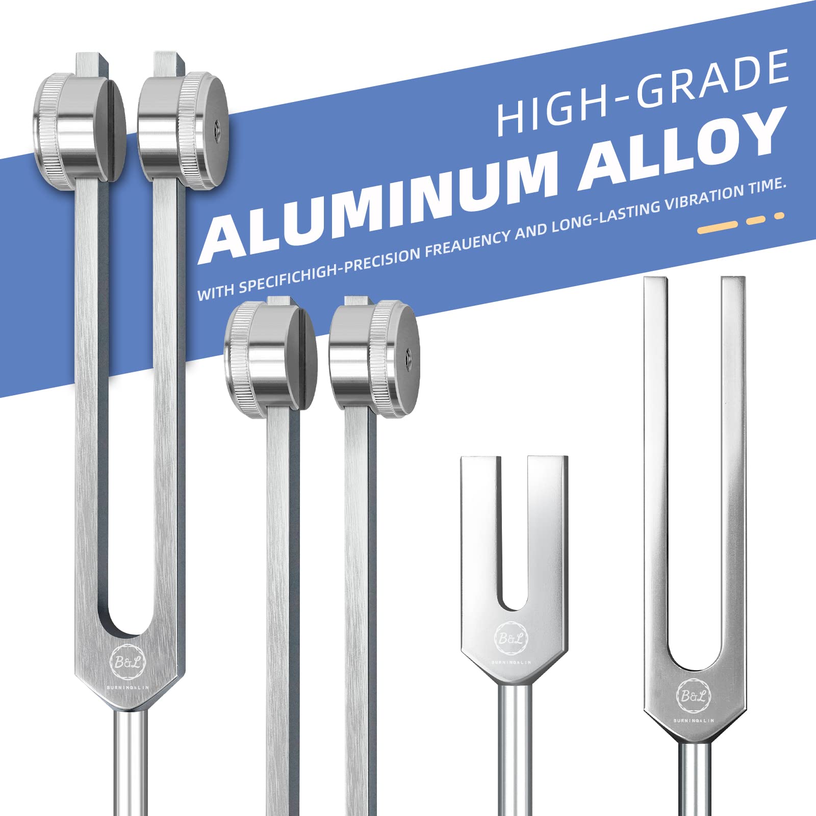 BURNING&LIN Tuning Fork Set Aluminum Alloy Standard Tone For Medical Healing Love Frequency Enhance DNA Repair Reduce Anxiety