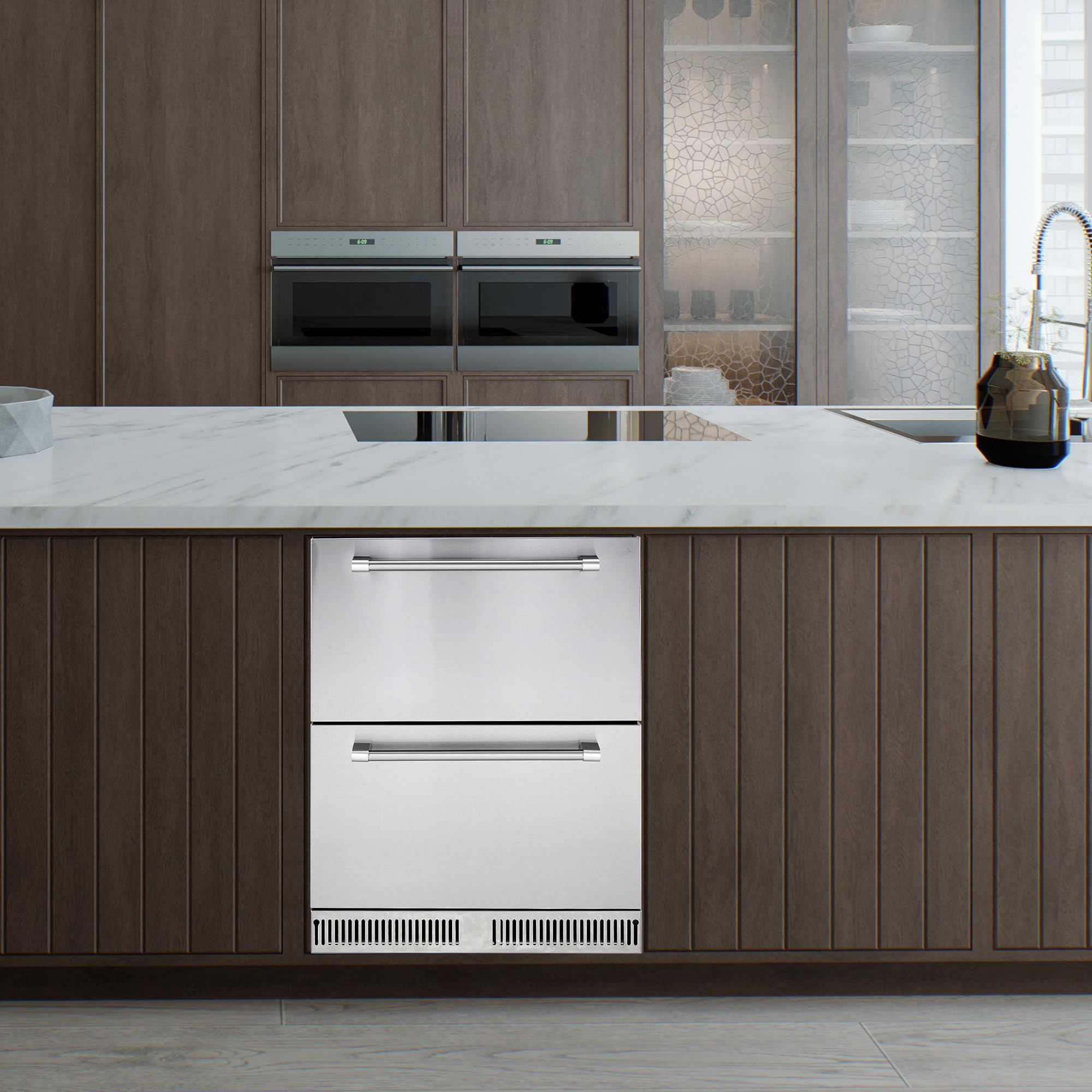 Garvee 24 inch Undercounter Refrigerator, 5.12 Cu.Ft Outdoor Fridge for Patio, Wine and Beverage Refrigerator, Drawer Refrigerator Under Counter Fridge Ideal for Home and Commercial