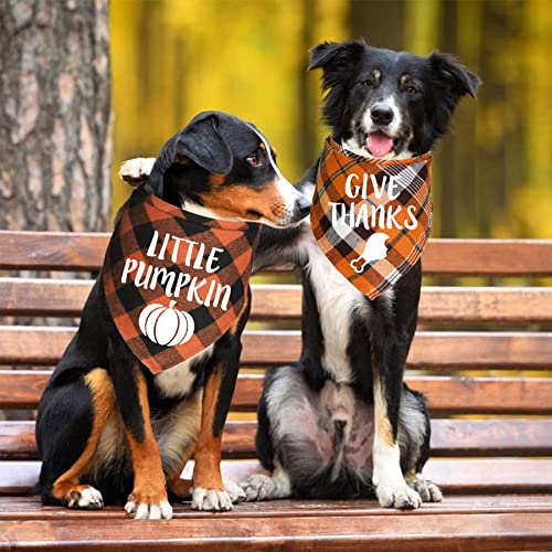 JOTFA Thanksgiving Day Dog Bandanas, Holiday Fall Plaid Dog Puppy Bandana Scarf Costume for Small Medium Large Dogs Pets