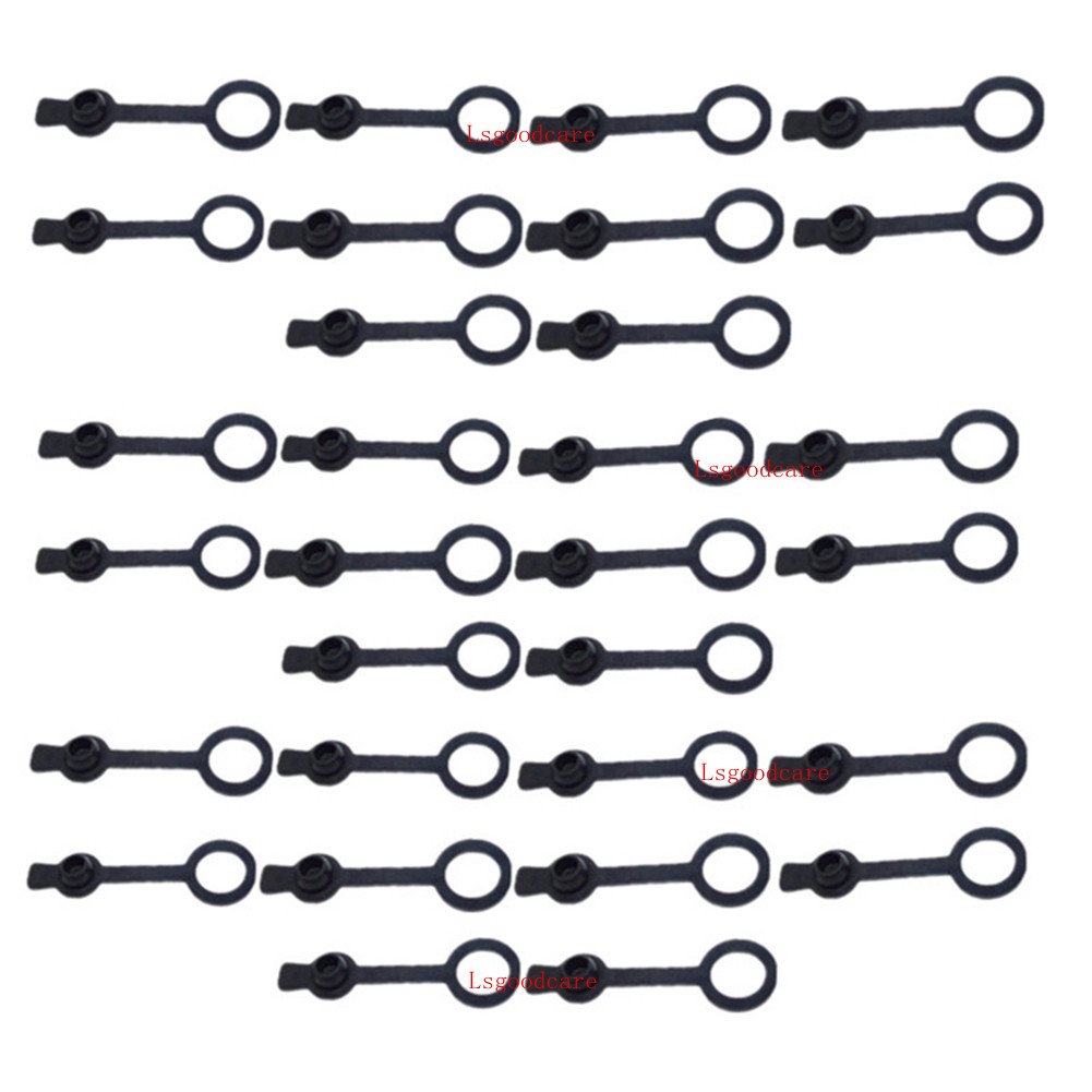 Lsgoodcare 30Pack 5.5MM x 2.1MM Female DC Power Jack 3Pin Panel Mount Connector with Dustproof Plug (5.5 * 2.1mm)