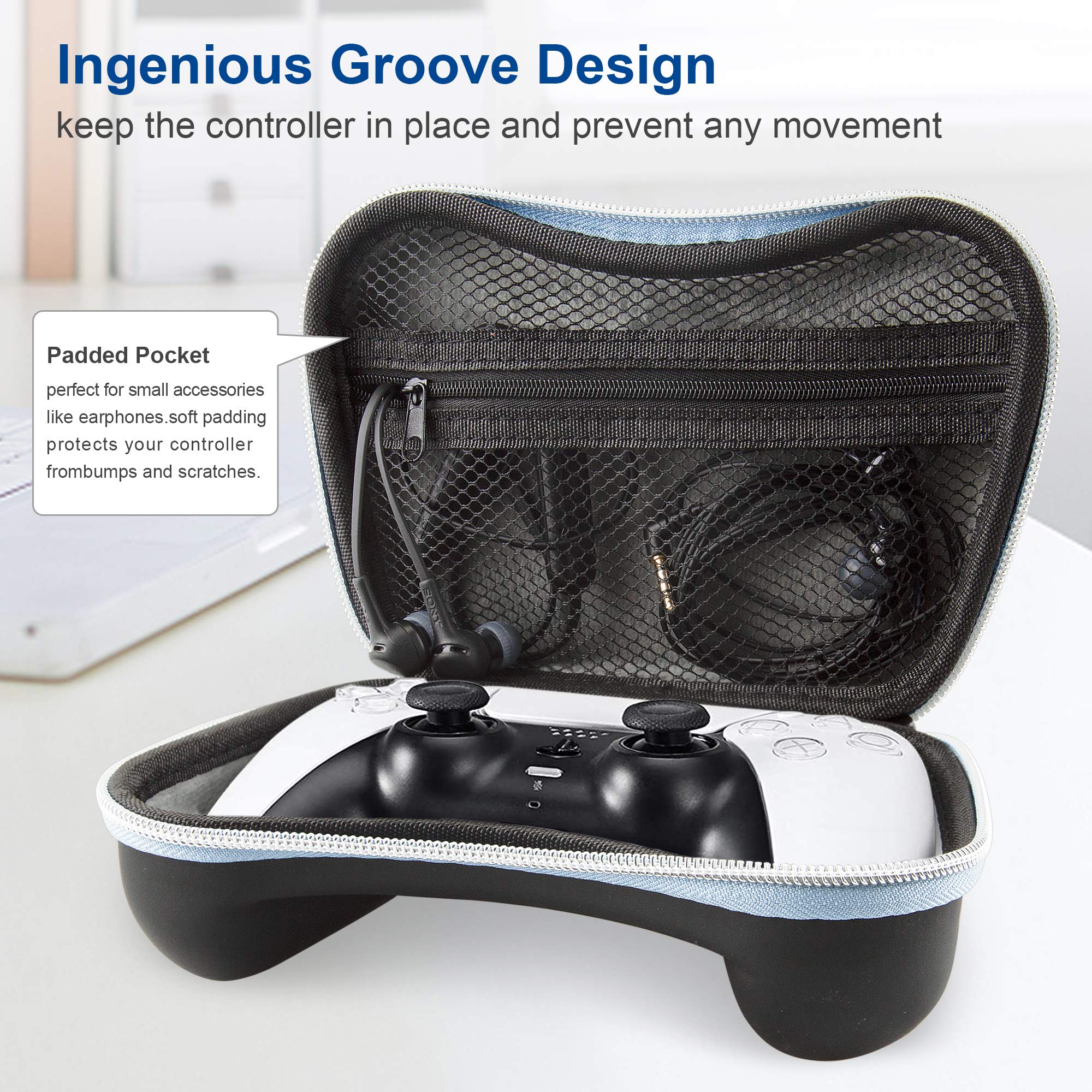 Case for PS5 Controller, LP PS 5 Controller Accessories Kit Including Carrying Travel Hard Case Anti-Slip Dust-Proof Protective Skin and 4 Thumb Grip Caps