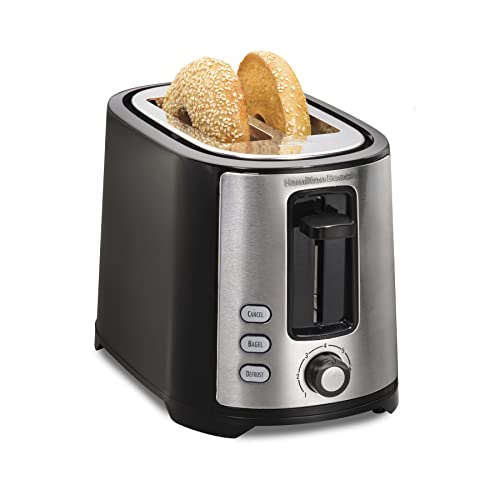 Hamilton Beach Power Elite Blender with 40oz Glass Jar and 3-Cup Vegetable Chopper, Black and Stainless Steel (58149) & 2 Slice Extra Wide Slot Toaster with Shade Selector, Black (22633)