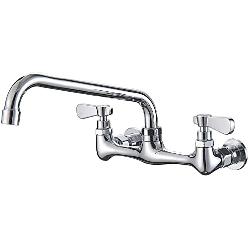 Evolvegoods Kitchen Sink Faucet with 10 Inch Swivel Spout Commercial Centerset Sink 2 Handle Polished Chrome Utility Laundry Restaurant rv Kitchen Faucets Wall Mount