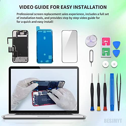 for iPhone 11 Screen Replacement 6.1β with Ear Speaker and Sensor Full Assembly Kit, 3D Touch LCD Display Digitizer Fix Tools with HD Glass Protector Front Earpiece Screws, Repair A2111, A2223, A2221
