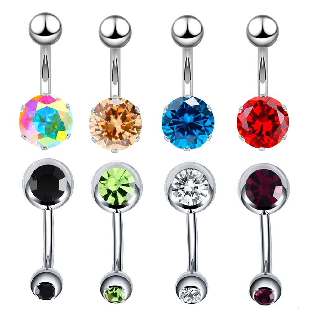 CSIYANJRY99 8 PCS Surgical Steel Belly Button Rings for Women CZ Navel Rings Belly Rings Belly Piercing