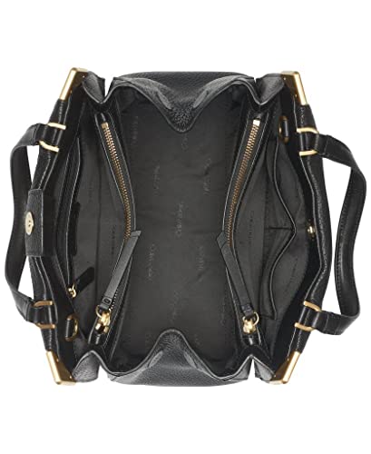 Calvin Klein Fern Triple Compartment Satchel, Black/Gold