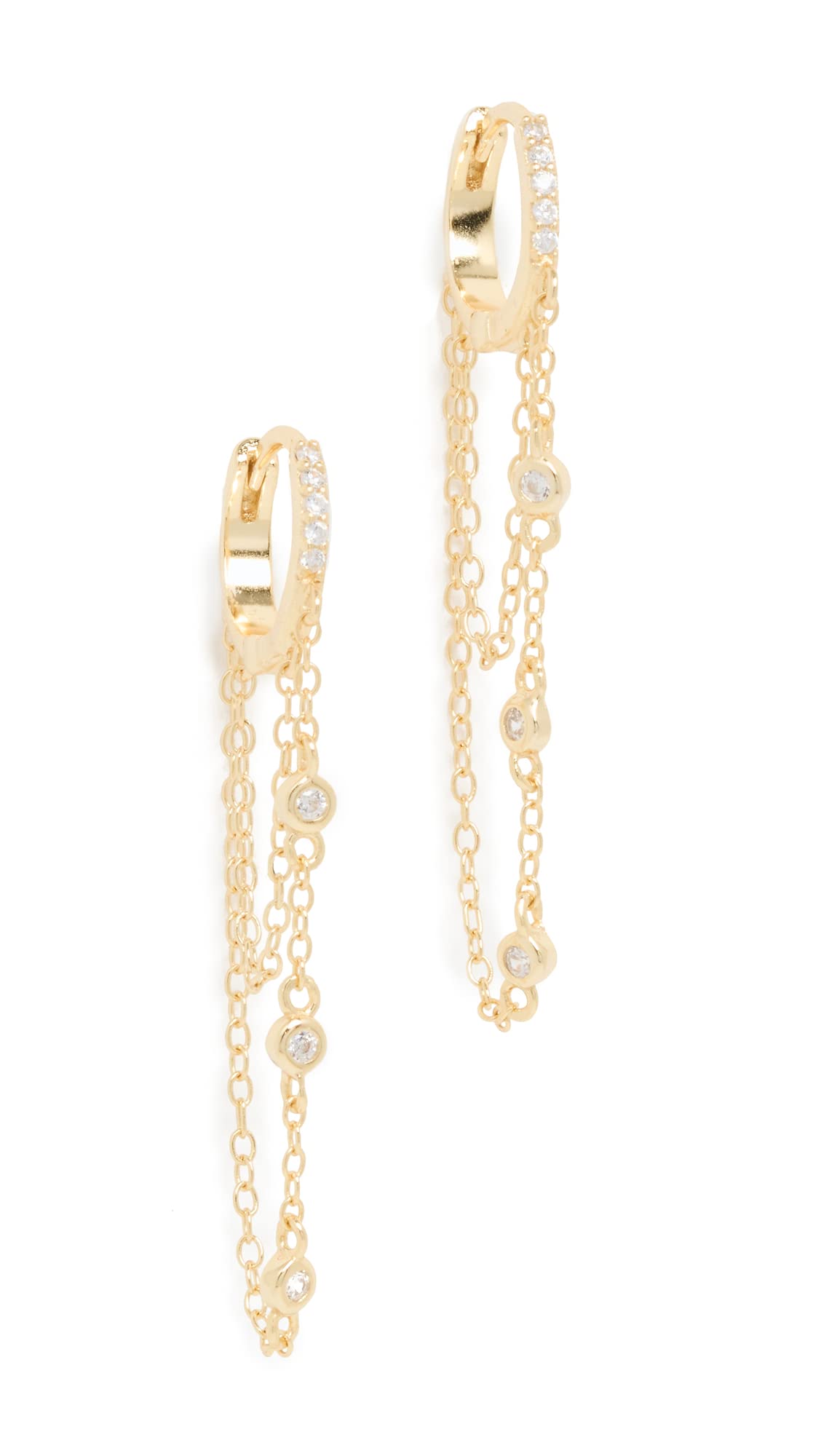 By Adina Eden Women's Pave Bezel Chain Huggie Earrings, Gold, One Size