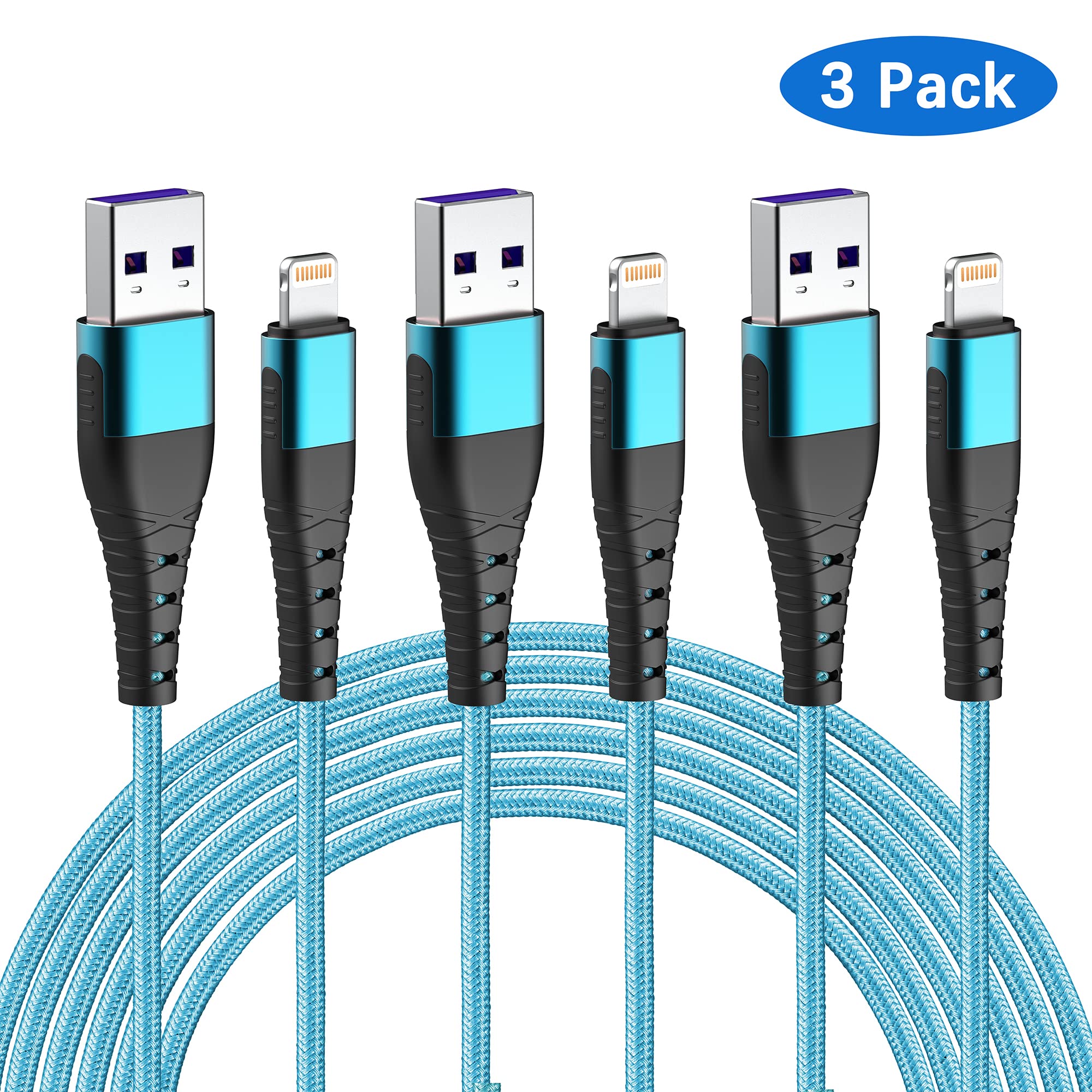 iPhone Charger, [Apple MFi Certified] 3Pack 6FT iPhone Lightning Cable for Fast Apple Charger Cable, iPhone Charging Cord for iPhone 13/12/11 Pro/11/XS MAX/XR/8/7/6s/6/5S/SE iPad Original(DarkRed)