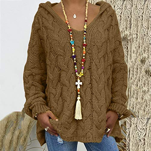 GDDXLM Womens Sweaters Hoodies Pullover V Neck Long Sleeves Tops Plus Size Shirt Chunky Cable Knit Sweater Solid Color Jumper Casual Loose Twist Knitting Sweatshirt Blouses Knitwear