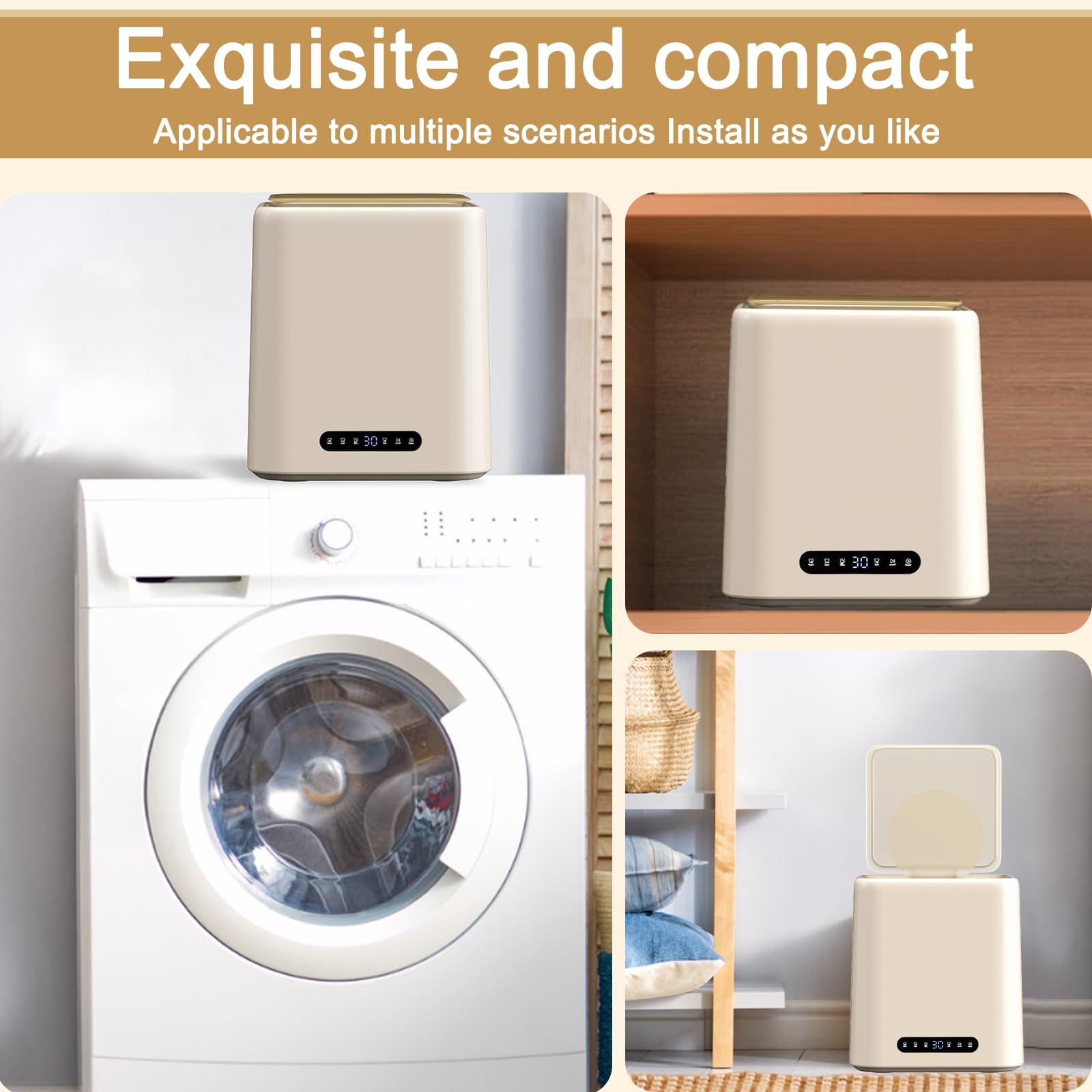 Ponzyeet automatic underwear washing machine,8Lmini washing machine, stainless steel bucket, socks, bra, underwear independent deep cleaning.