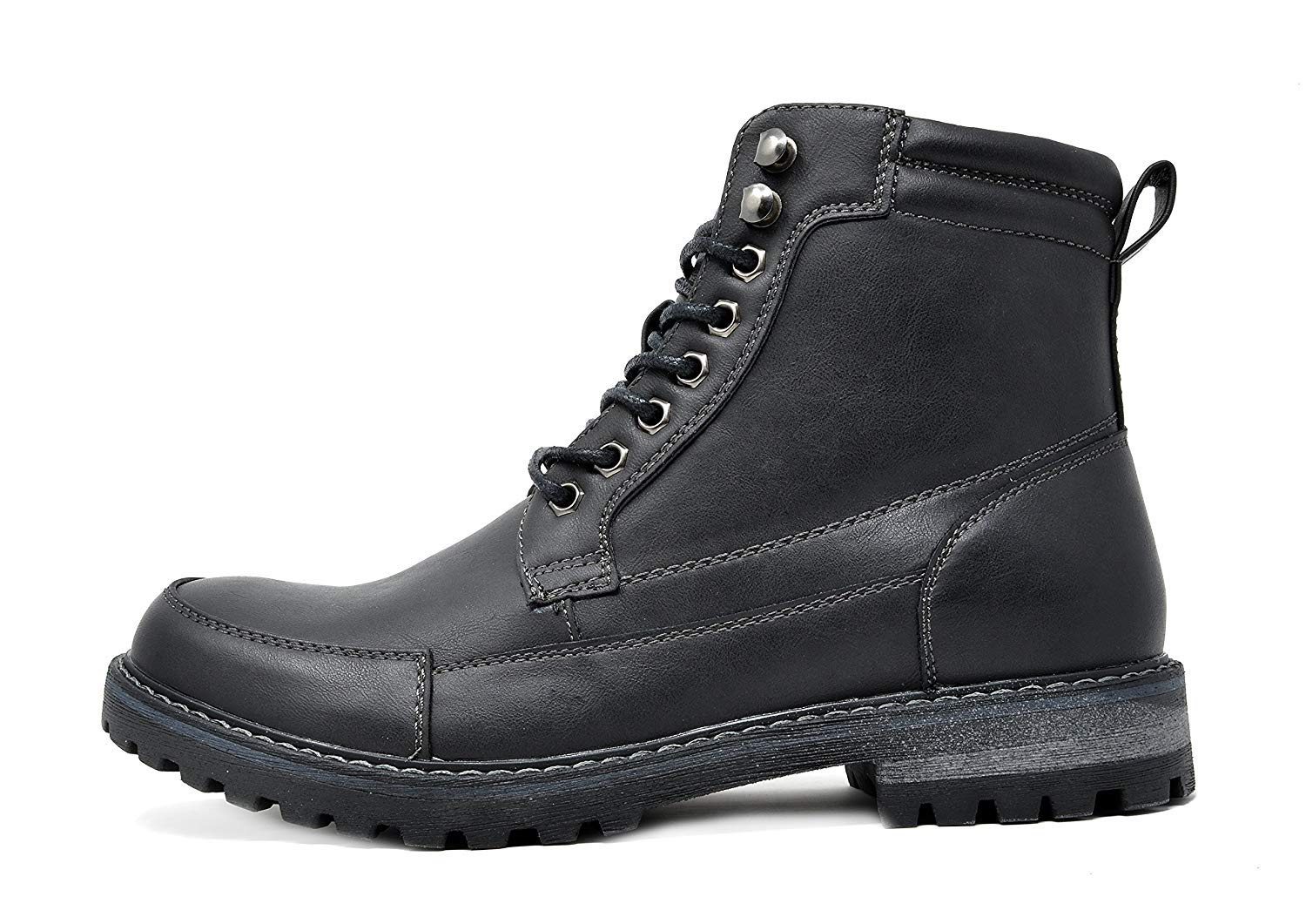 Bruno Marc Men's Engle-01 Black Motorcycle Combat Oxford Boot Fur Lining Warm Zipper Boots Size 11 M US