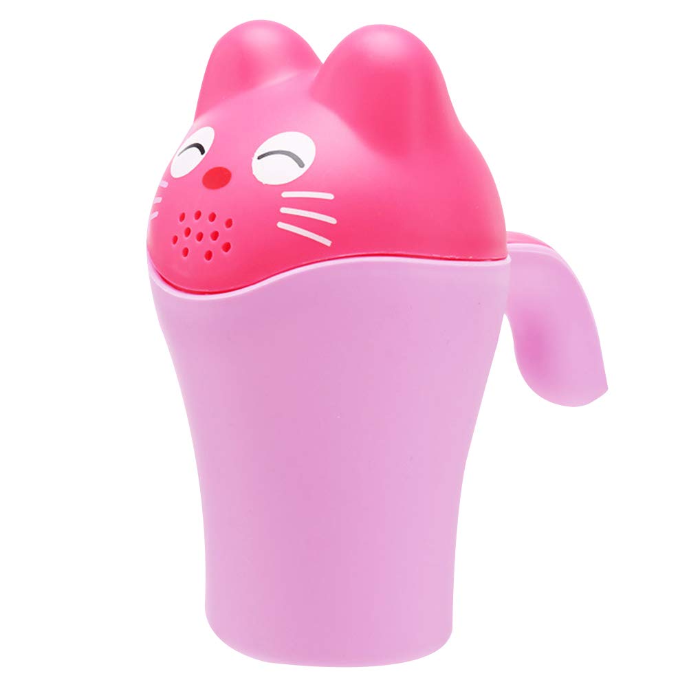 Cabilock Fashion Creative Baby Shower Water Cup Adorable Shower Shampoo Cup Bath Wash Cups Shampoo Rinser with Handle (Pink)