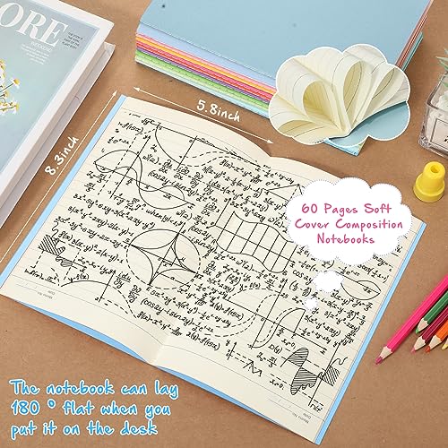 Handepo 100 Pack A5 Kraft Notebooks Ruled Lined Journals Notebooks Soft Cover Kraft Composition Notepad Travel Diary Journals Memo for Girls, Students, Office, School Supplies (Blue)