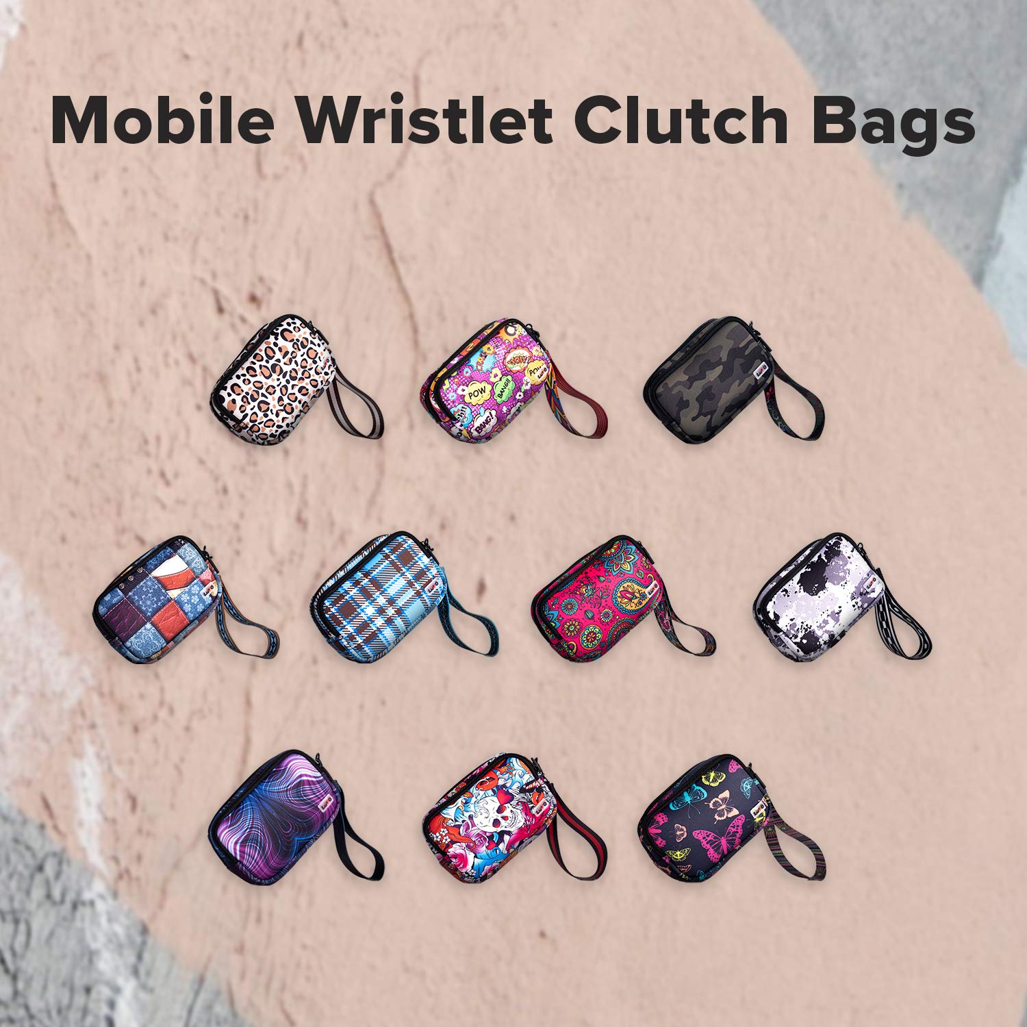 Luvo - Neoprene Mobile Wristlet Clutch Bags - Smartphone Holder Pouch - Swirl