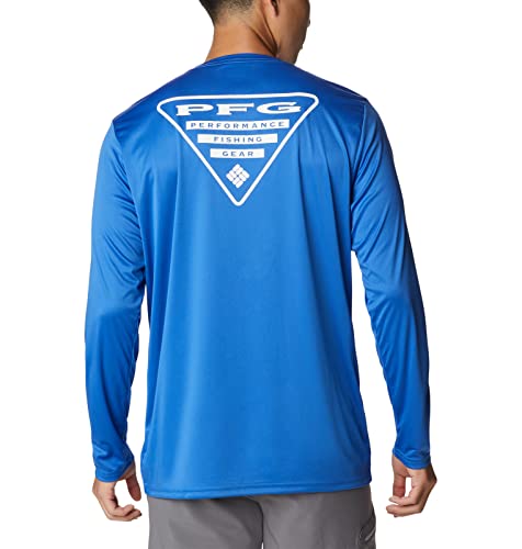 Columbia Men's Terminal Tackle PFG Destination Long Sleeve, Vivid Blue/Texas, Large