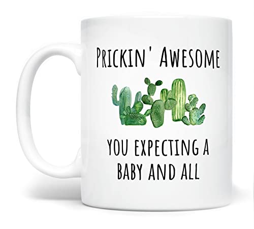 Expecting Baby Baby Shower Pregnant Mother Gift Coffee Mug Prickin' Awesome, 15 Fluid ounces