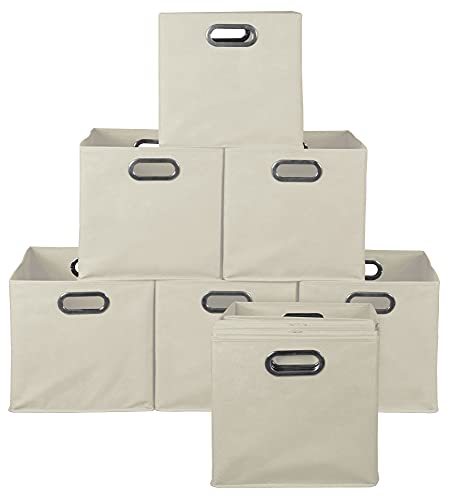 Set of 12 Cubo Foldable Fabric Bins- Natural