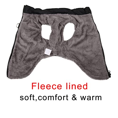 JoyDaog Warm Fleece Dog Coats for Medium Dogs,D-Rings Waterproof Puppy Jacket for Cold Winter,Black L