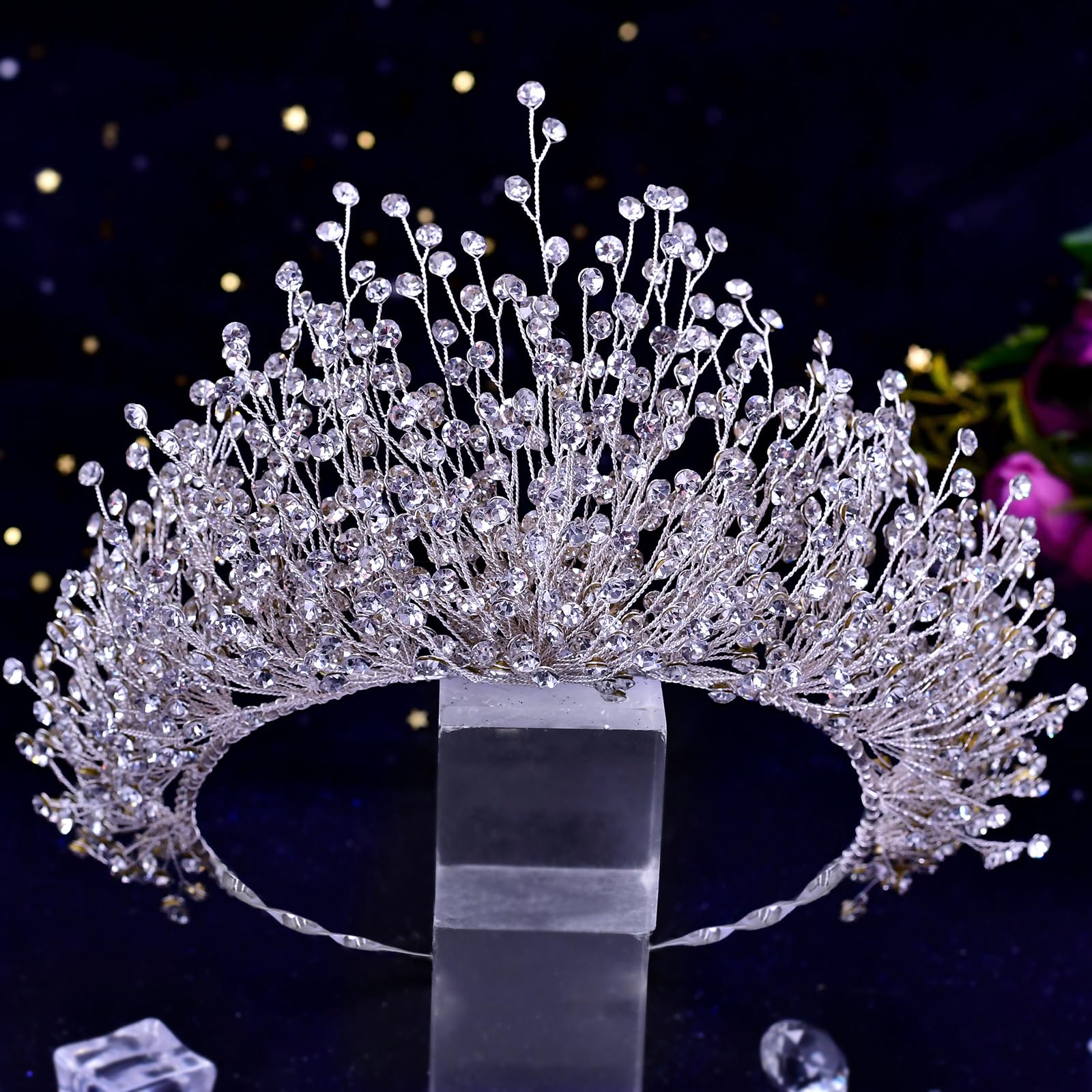 Bridal Wedding Headband Crystal Tiara Crown,Queen Tiaras and Crowns,Wedding Bride Crowns For Birthday Party Wedding Pageant Hair Accessories (Silver/Single crown)