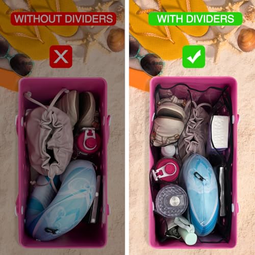 Clear Beach Bag Organizer for Bogg Bag Accessories - Insert Inner Bags Compatible with Bogg Bag, Insert Organizer for X Large Size Bogg Bag, Organizing Your Bag and Divide Space (Black, Large)