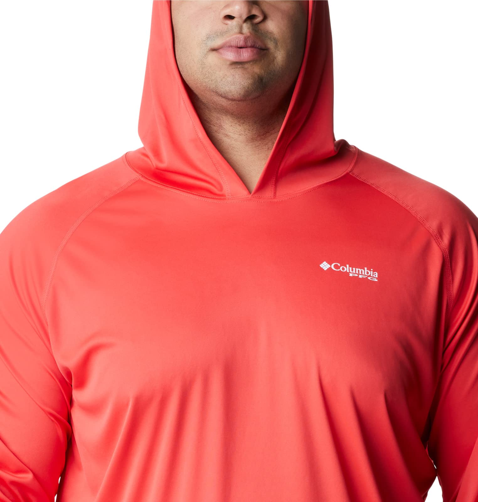Columbia Men's Terminal Tackle Hoodie, Red Hibiscus/White Logo, X-Large