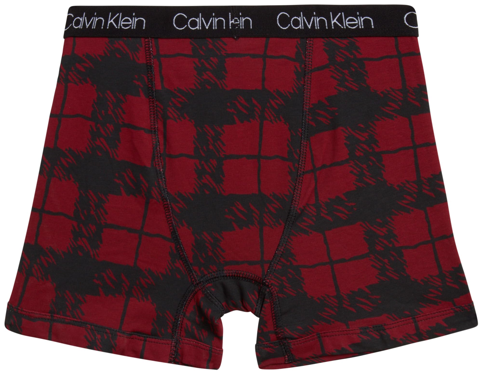 Calvin Klein Boys' Underwear - 4 Pack Stretch Cotton Boxer Briefs (XS-XL), Size Large, Blue Plaid/Dark Slate/Red Plaid/Black