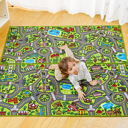 JOYIN 2 Pack Playmat City Life Carpet for Kids Age 3+, Jumbo Play Room Rug, City Pretend Play