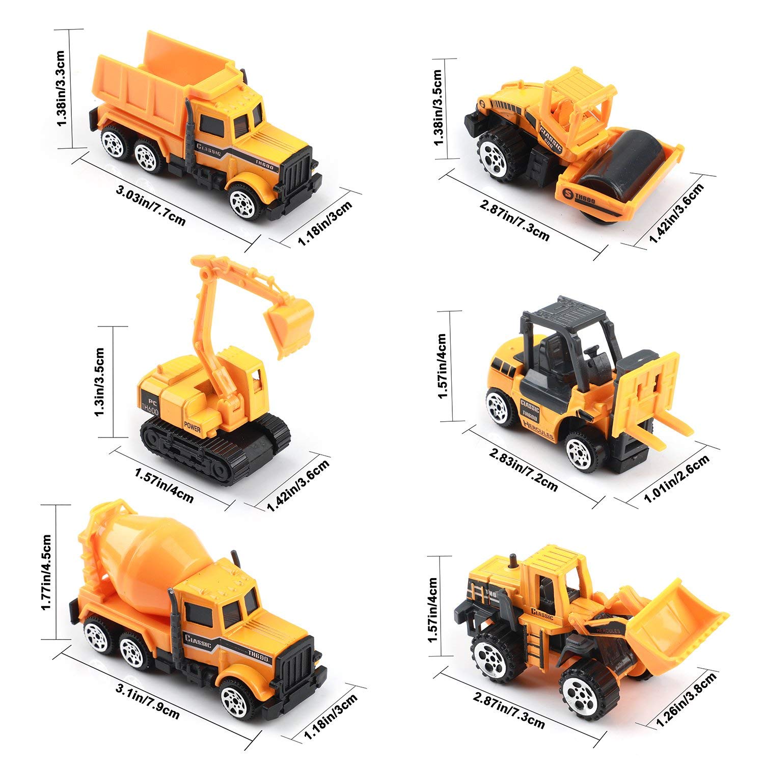 QAPIZM Small Construction Toys, 6Pcs Construction Vehicles Trucks Kids Birthday Gifts Vehicle Toy Toddlers Boys Mini Car Set Die Cast Engineering Excavator Digger Trucks