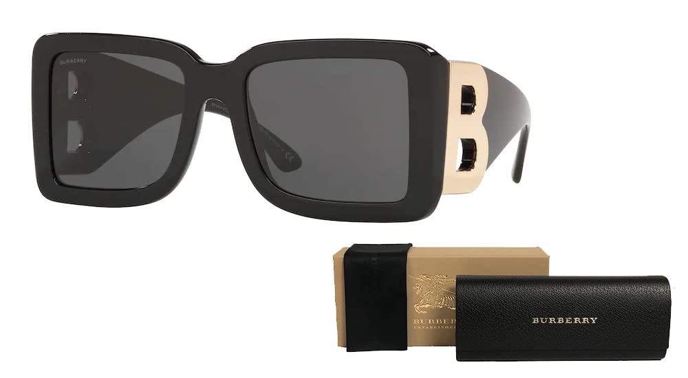 BURBERRY Frith BE4312 390787 55MM Black/Grey Square Sunglasses for Women + BUNDLE With Designer iWear Complimentary Eyewear Kit, Fall Black/Grey, 55