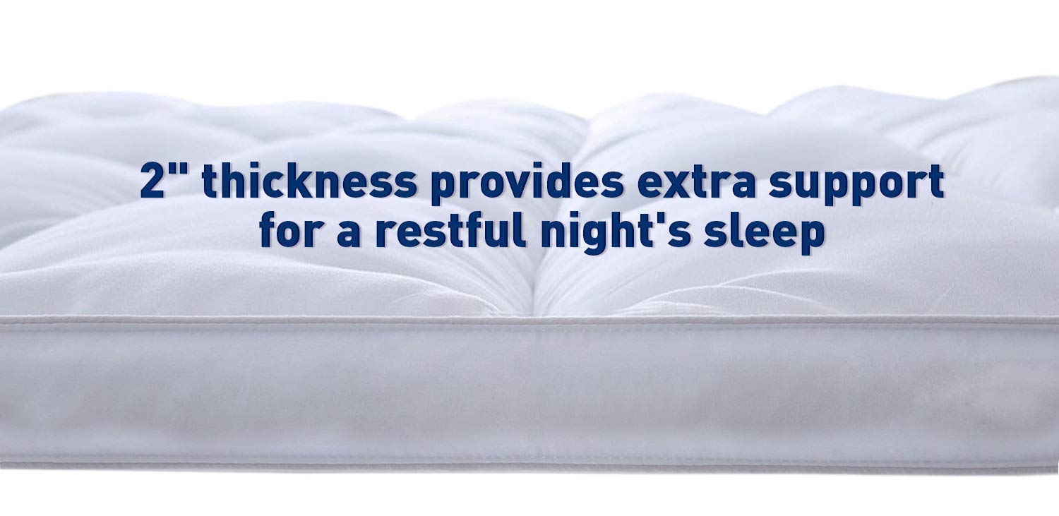 Home Sweet Home 2" Inch Mattress Topper Hypoallergenic Down Alternative 1000 Grams Filling (Queen) White
