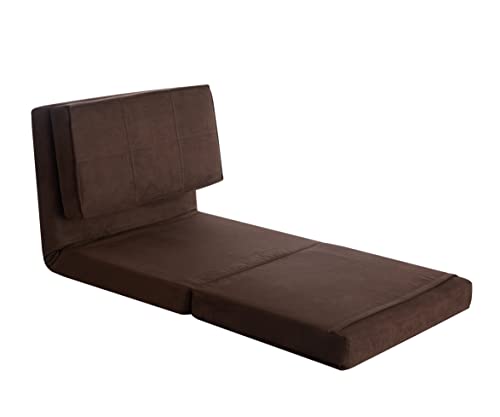 Urban Shop Ultra Suede Convertible Flip Chair, L28.5 x W29.53 x H23.0, Brown