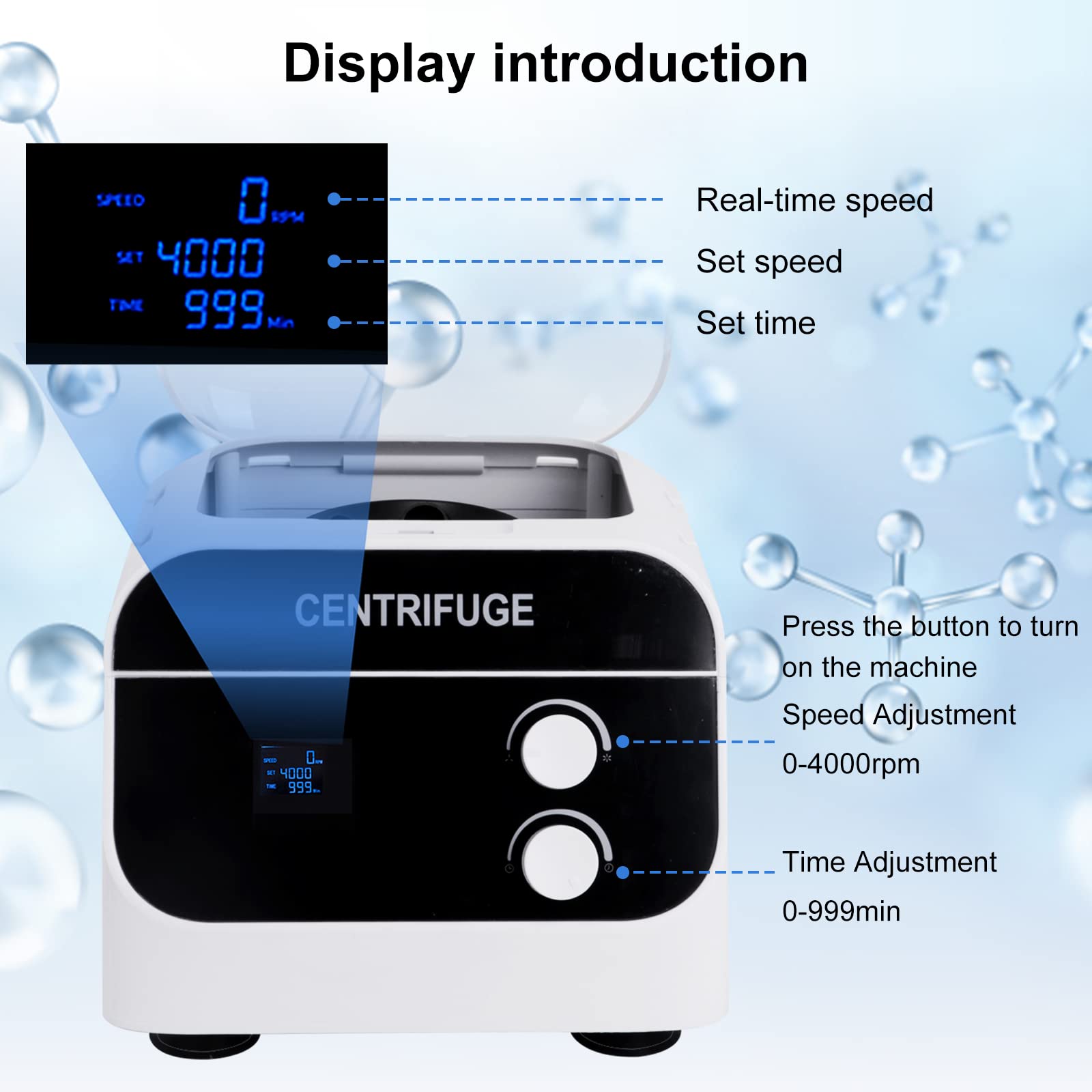 JIAWANSHUN 8x20ml Centrifuge Machine PRP Centrifuge Lab Benchtop Centrifuge,0-4000RPM Speed Adjustment,999mins Timing,LCD Display for Blood Serum/Fat Separator 110V US Plug