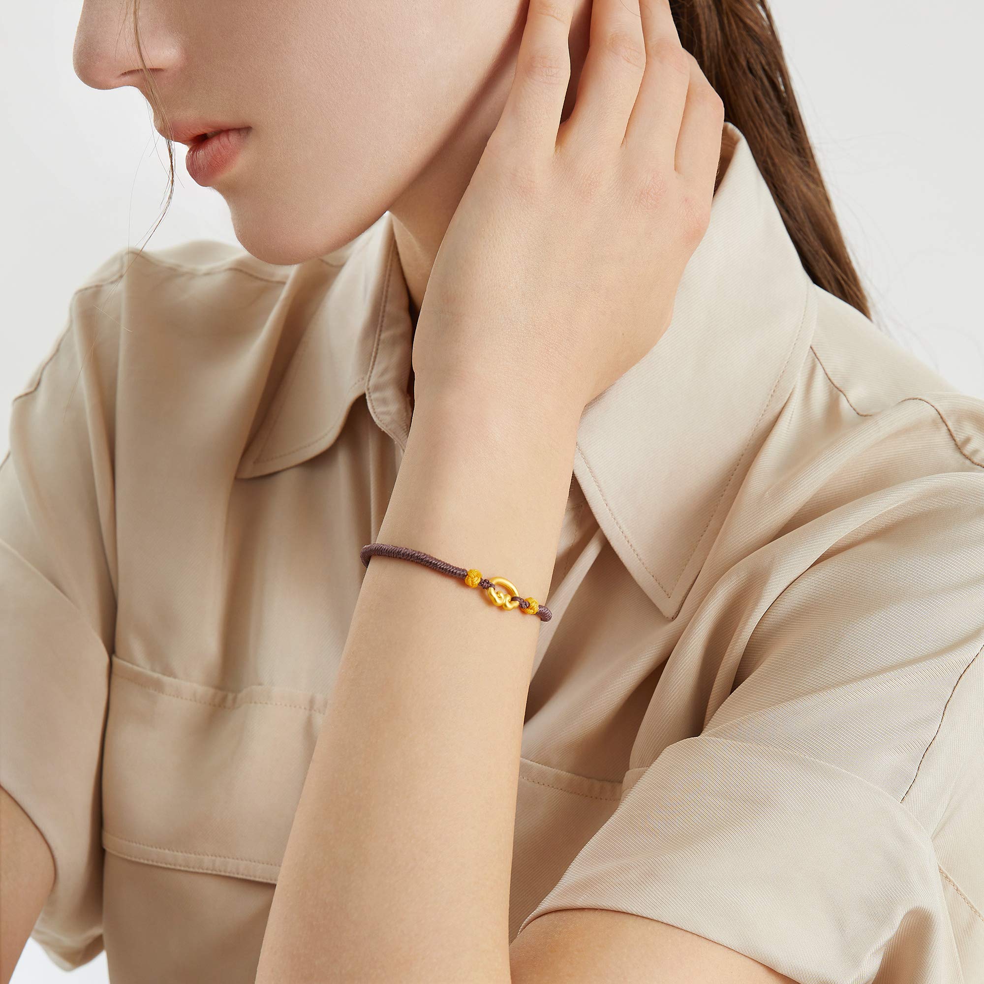 CHOW SANG SANG 999 24K Solid Gold Daily Bliss Ruyi Bracelet for Women 92052B | 8.6", (22 CM)