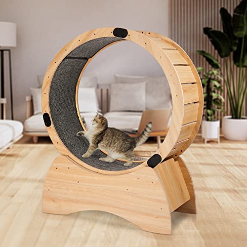 Hooseng Cat Exercise Wheel, Cat Treadmill with Carpeted Runway and Noiseless Roller, Cat Running Wheel for Pet Loss Weight and Daily Exercise