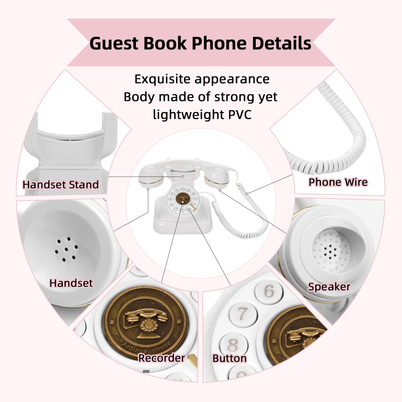 ECGOIOE 32GB Audio Guest Book Wedding Phone Record Customized Audio Messages with GuestBook Preserve Your Special Occasions Ideal for a Variety of Memorable Party Occasions