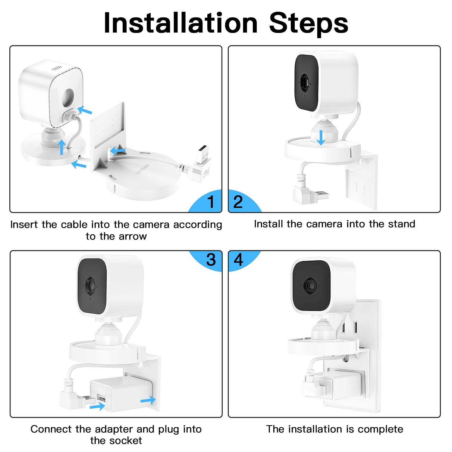 Koroao 2PACK Blink Mini Outlet Wall Mounts - AC Outlet Wall Plug Mount Stand Holder Bracket for Blink Mini Indoor Camera Without Messy Wires or Screws(Blink Mini is not Include)