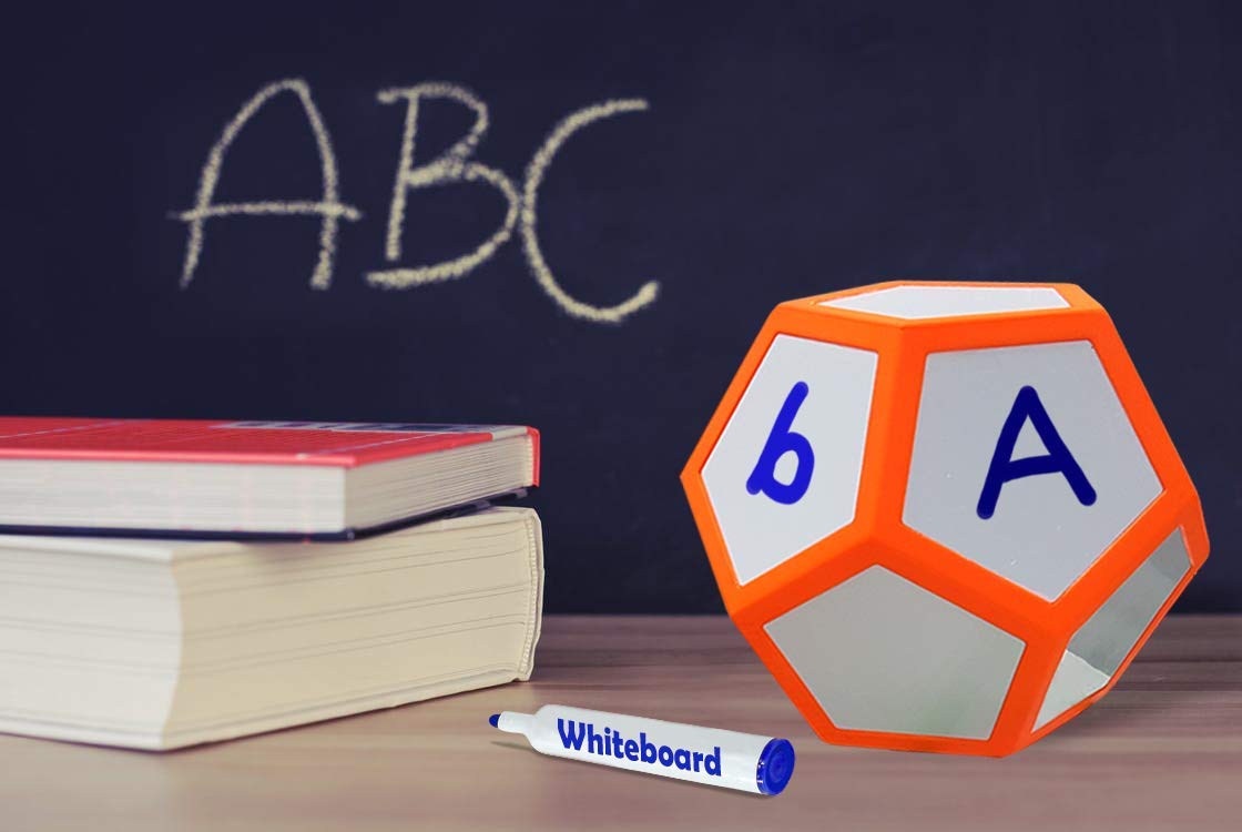 Macro Giant 6.7 Inch Dry Erase Polyhedral Foam Dice, Jumbo, Set of 2, Red, Blue, 12-Sided, White Board, Parenting Activity, Kid Toy, Preschool, Math Learning, Team Games
