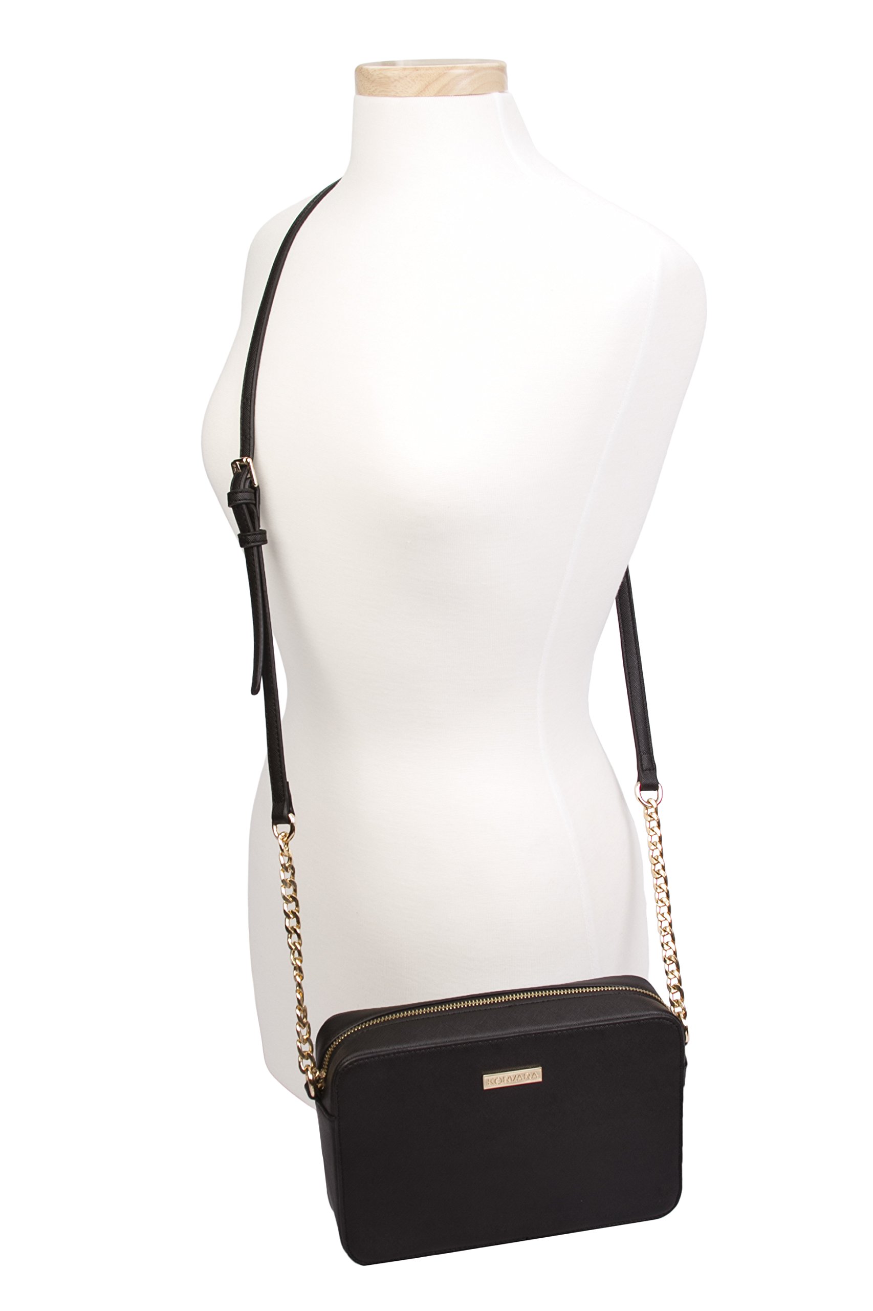 Korvara Saffiano Crossbody Bag - Womens Small Vegan Saffiano Leather Top-Zip Handbag