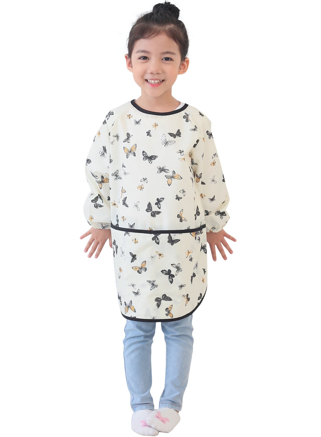 Plie Waterproof Kids Art Smocks 53 Colors (Age 1-10, S-XXL Size), Butterfly Print (38-XXL)