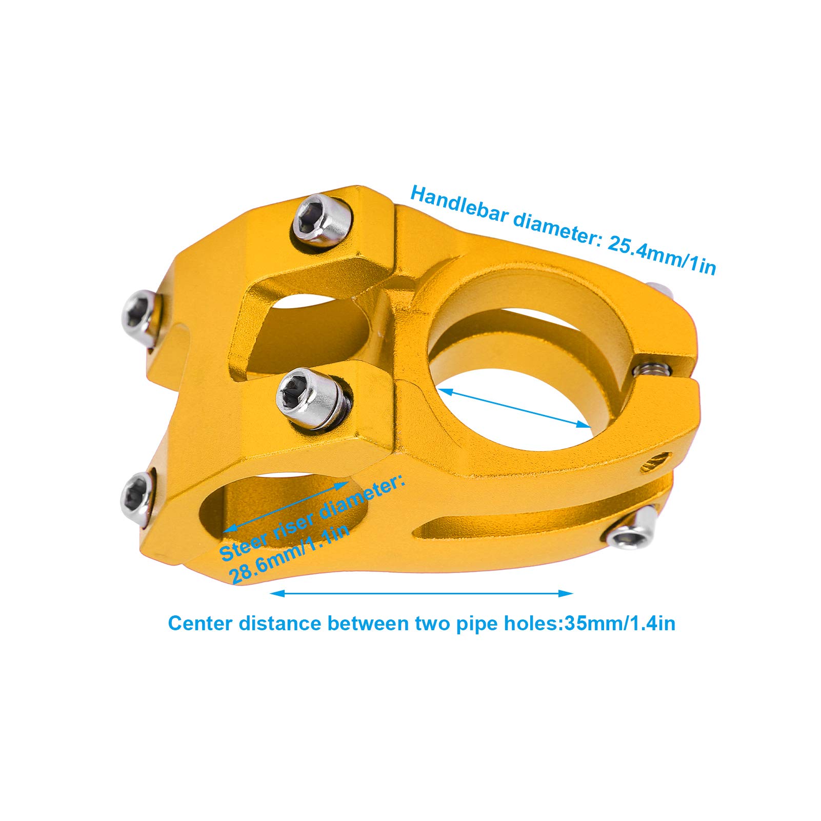 CHICIRIS Bike Short Stem, Mountain Bike Stem Anodized Sandblasting Process for Road Bikes(Golden)