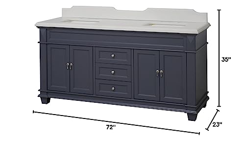 Kitchen Bath Collection Elizabeth 72-inch Double Bathroom Vanity (Quartz/Marine Gray): Includes Marine Gray Cabinet with Stunning Quartz Countertop Countertop and White Ceramic Sinks