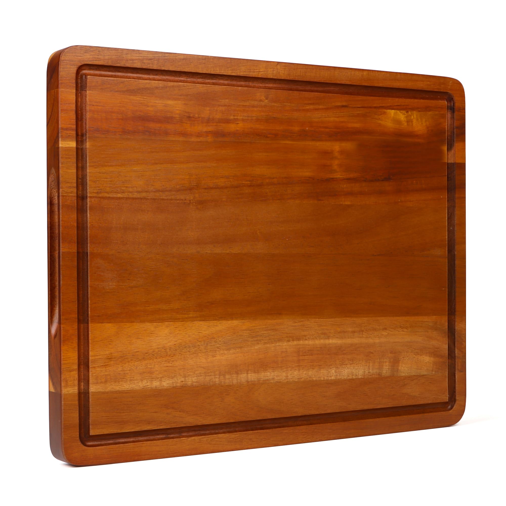 DeeDear Wood Cutting Board 16.5x13 Inch Large Reversible Chopping Block with Handles and Juice Groove, Acacia Wood Butcher Block Extra Thick Wooden Chopping Board Meat Board Cheese Board