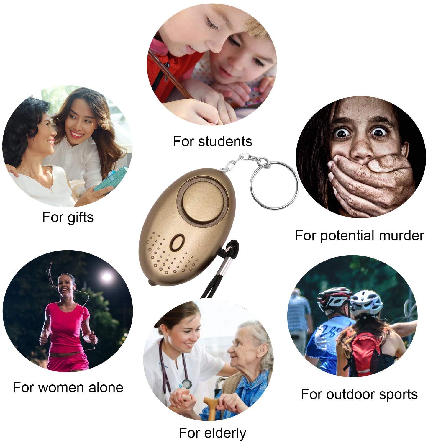 KOSIN Safe Sound Personal Alarm, 5 Pack 140DB Personal Security Alarm Keychain with LED Lights, Emergency Safety Alarm for Women, Men, Children, Elderly
