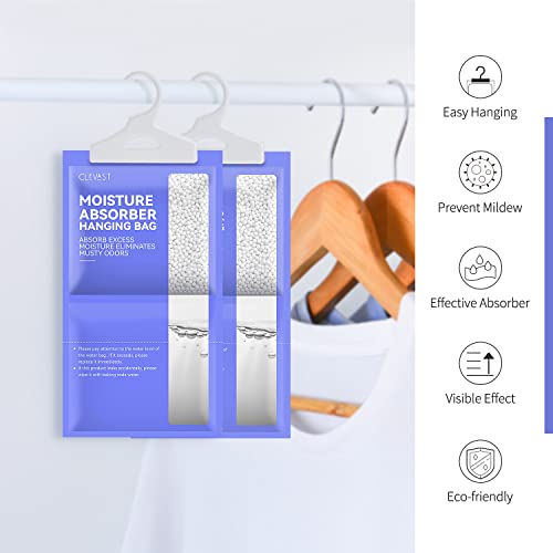 CLEVAST Moisture Absorbers Packets 10 Pack, Dehumidifier Bags for Closet, Unscented Hanging Humidity Absorber in Wardrobes, Bedrooms, Bathrooms(230g/pack)