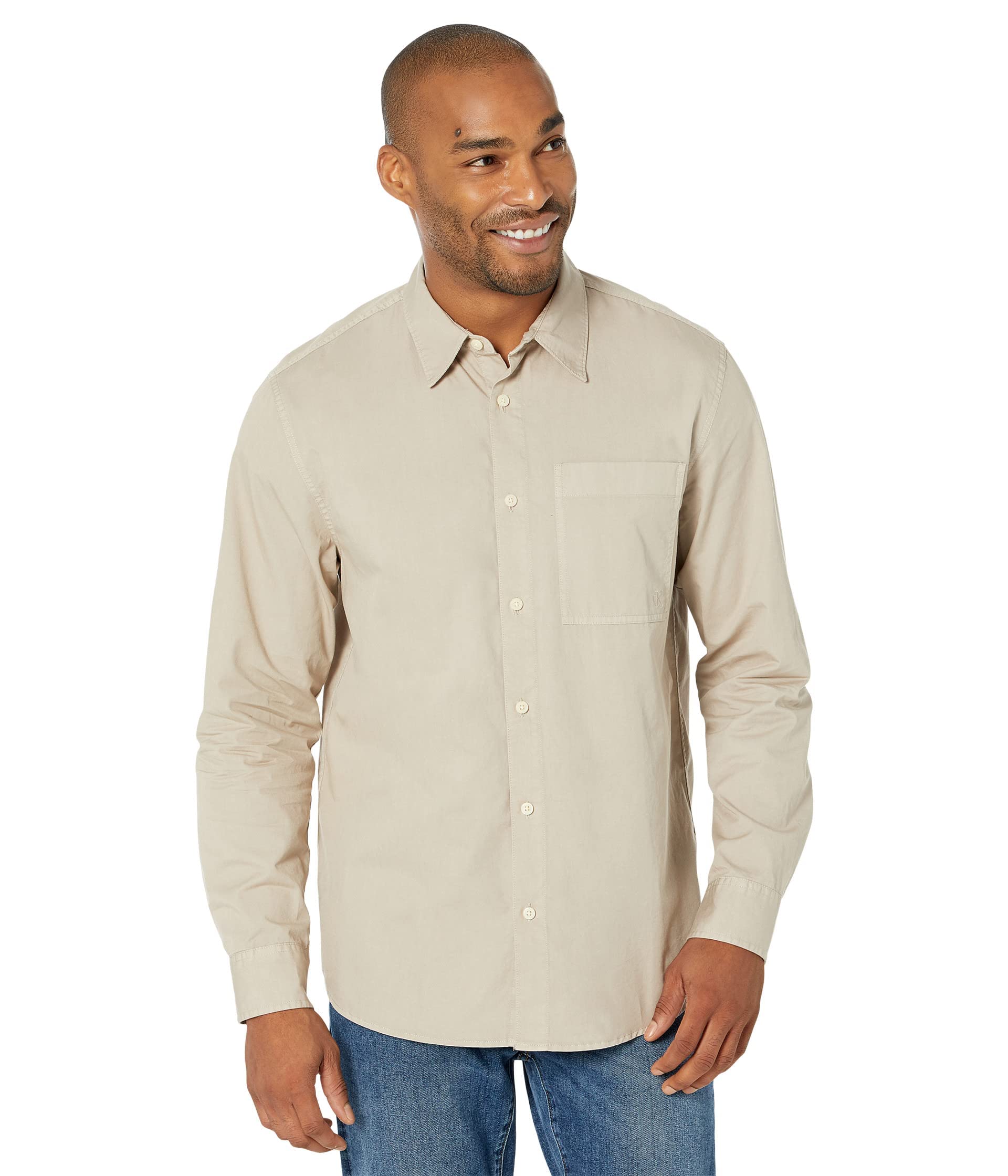 Calvin Klein Long Sleeve Pocket Easy Shirt Goat LG