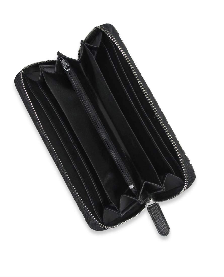 Liquorbrand Jinx Proof Women's Zip Around Clutch Wallet Black Cat Goth Gothic Rockabilly, Size: 8" x 4" x 1"