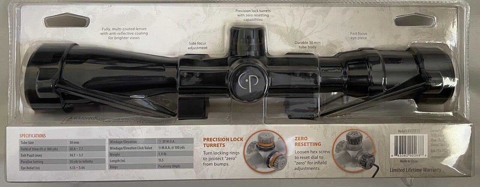 CenterPoint LR312SFT2 Precision Lock Turrets High Performance Riflescope