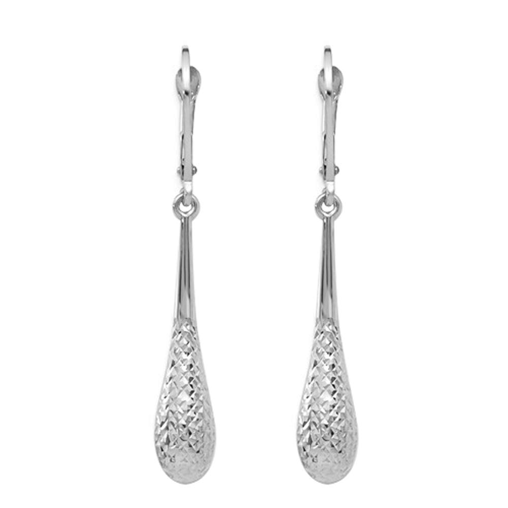 LeCalla 925 Sterling Silver Leverback Drop Earrings | Silver Drop Dangle Earring Jewelry | Diamond-Cut Leverback Earrings for Women - 32mm