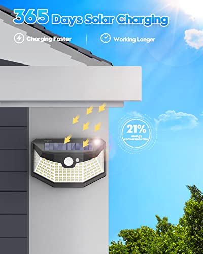 Osisete Solar Outdoor Lights [6Pack/3Modes], 5-Sided Lighting Motion Sensor Outdoor Lights, Solar Lights Outdoor Waterproof for Patio Backyard Garden Fence Driveway (115LED)